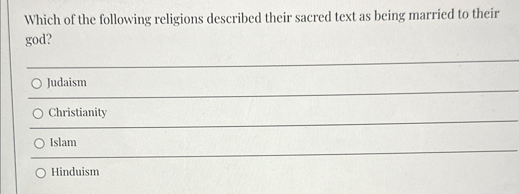 Solved Which of the following religions described their | Chegg.com