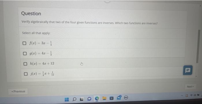 Solved Verify algebraically that two of the four given | Chegg.com