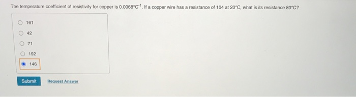 Solved The temperature coefficient of resistivity for copper | Chegg.com