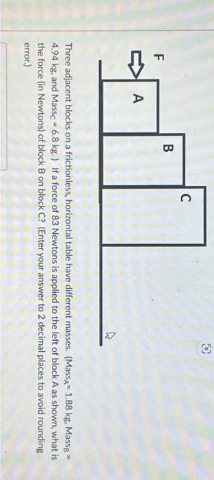 Solved Three adjacent blocks on a frictionless, horizontal | Chegg.com