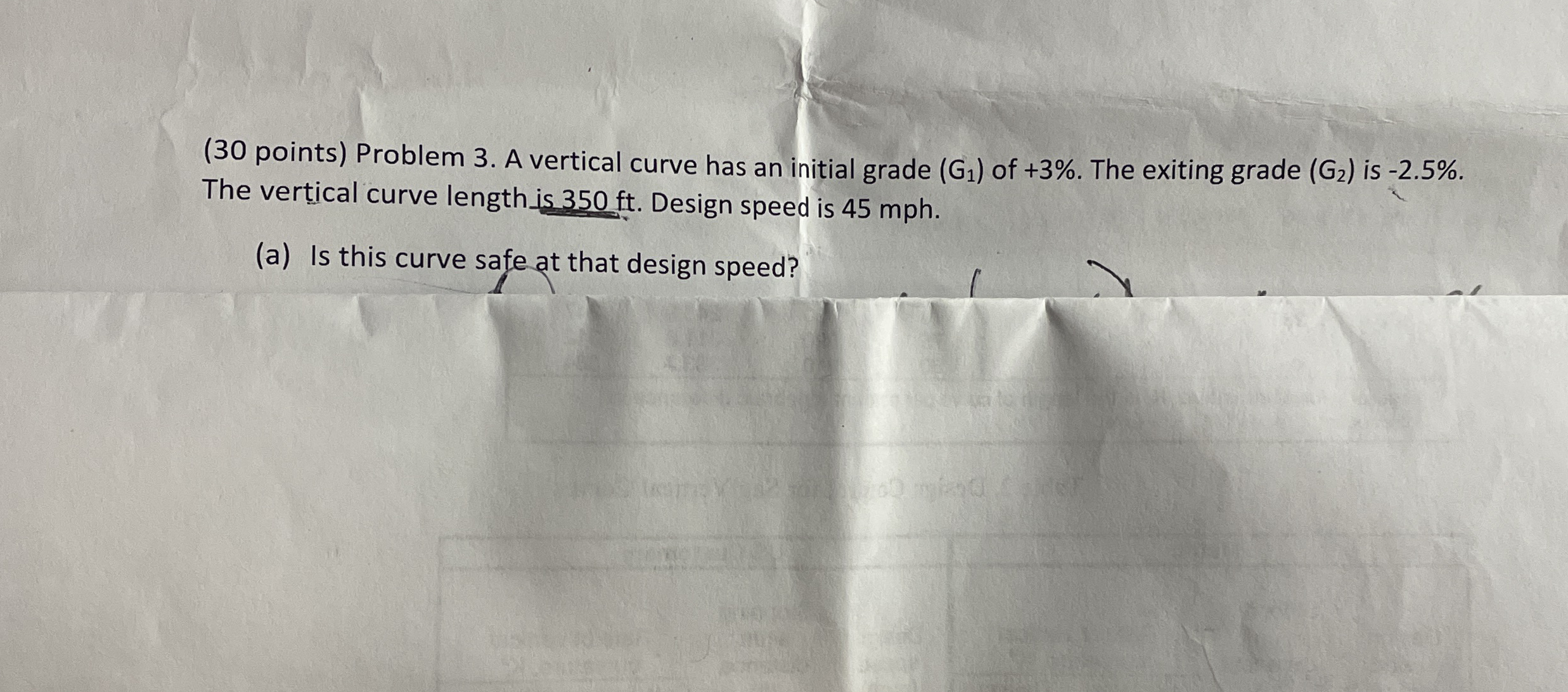 Solved (30 ﻿points) ﻿Problem 3. ﻿A vertical curve has an | Chegg.com