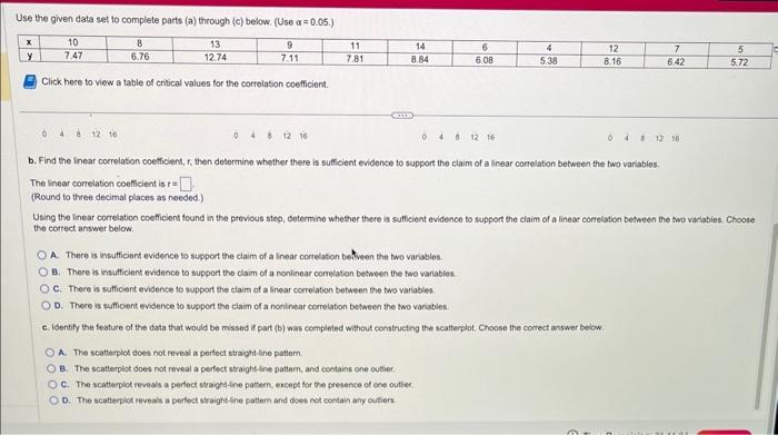 Solved Use the given data set to complete parts (a) through | Chegg.com