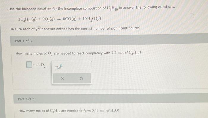 Solved Use the balanced equation for the incomplete | Chegg.com