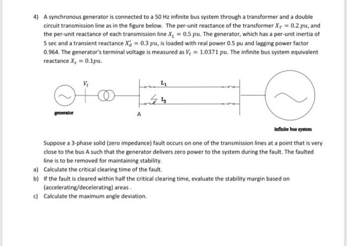 Solved 1) A synchronous generator is connected to a 50 Hz | Chegg.com