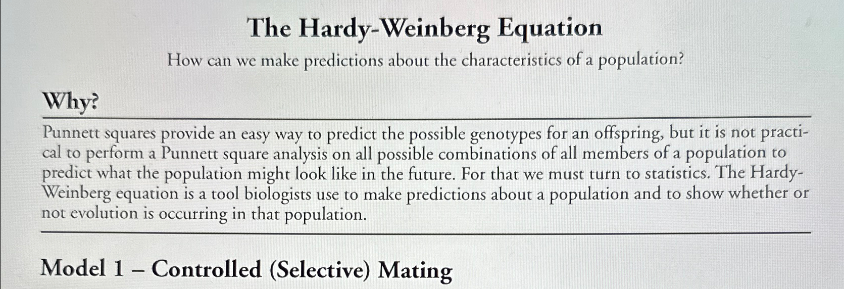 Solved The Hardy-Weinberg EquationHow can we make | Chegg.com