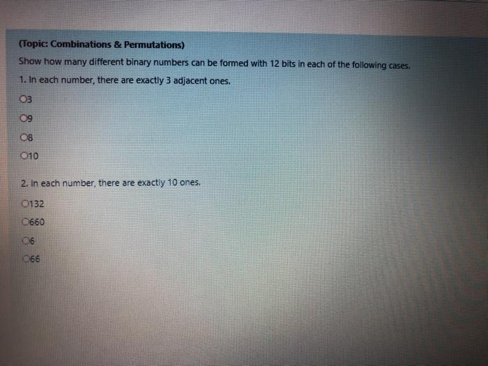 Solved Topic Combinations And Permutations Show How Many 8308
