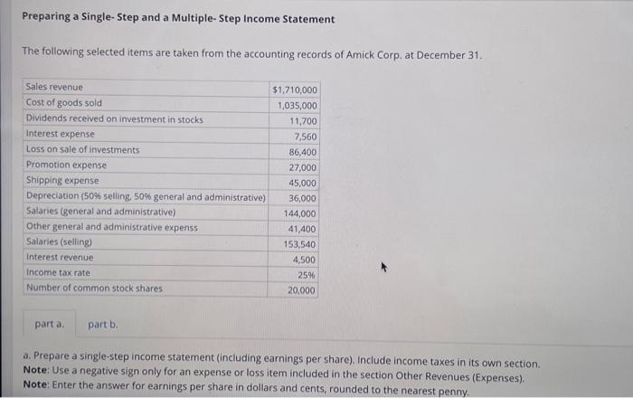 Solved Preparing a Single-Step and a Multiple-Step Income | Chegg.com