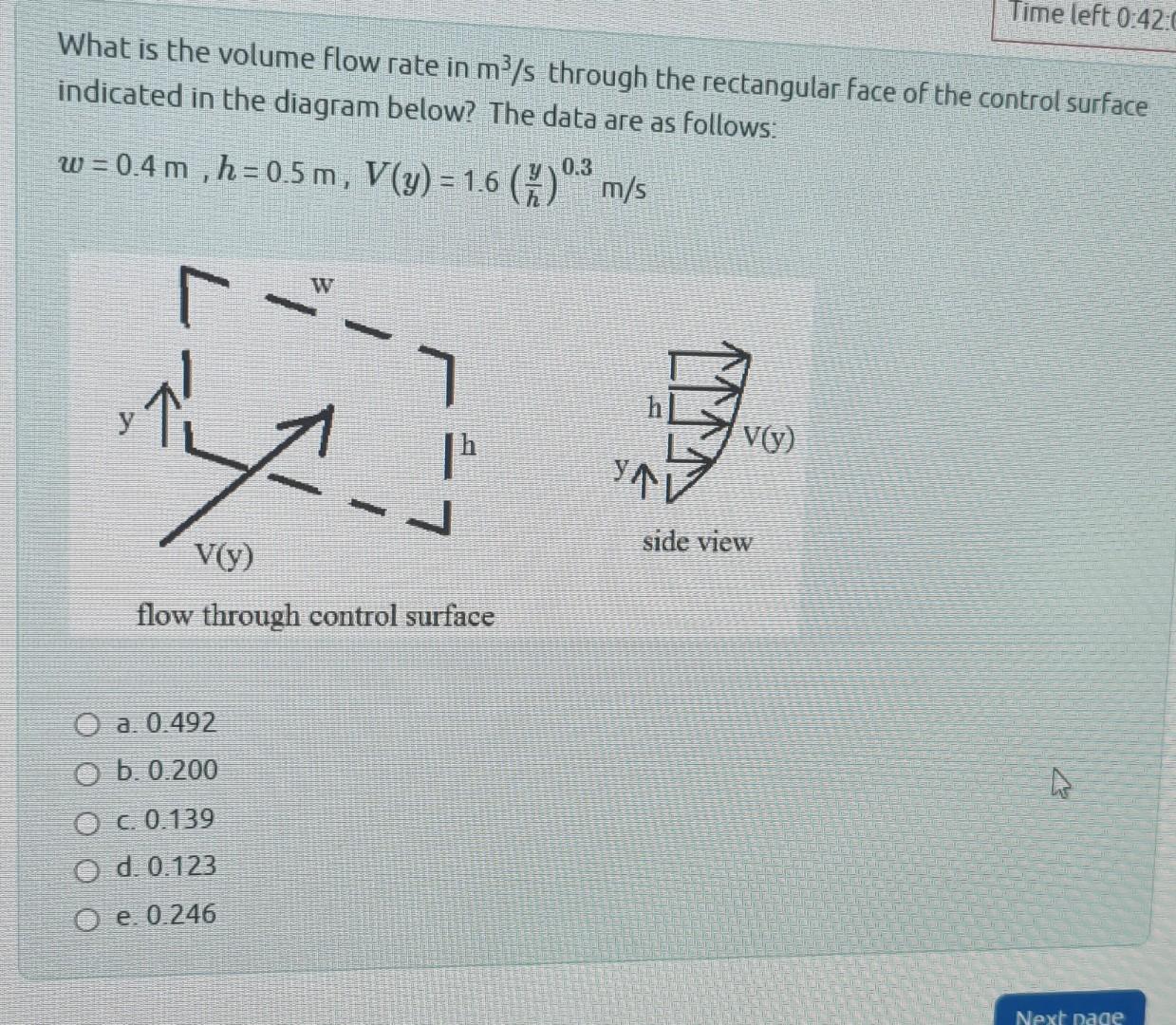 Solved What is the volume flow rate in m3/s through the | Chegg.com