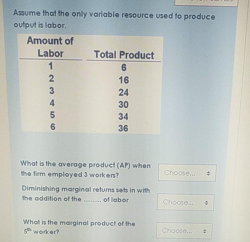 Solved Assume that the only variable resource used to | Chegg.com