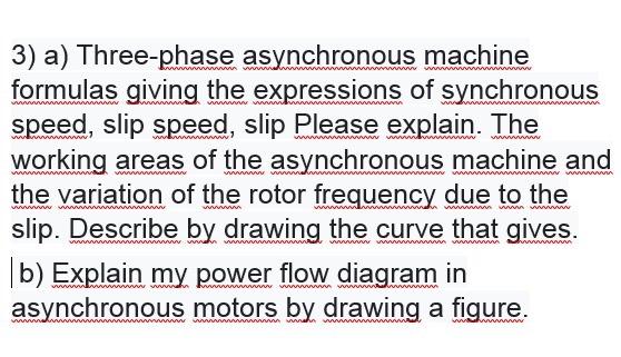 Solved 3) a) Three-phase asynchronous machine formulas | Chegg.com