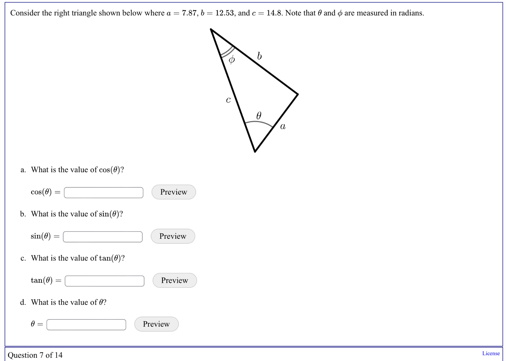 Solved Consider the right triangle shown below where | Chegg.com