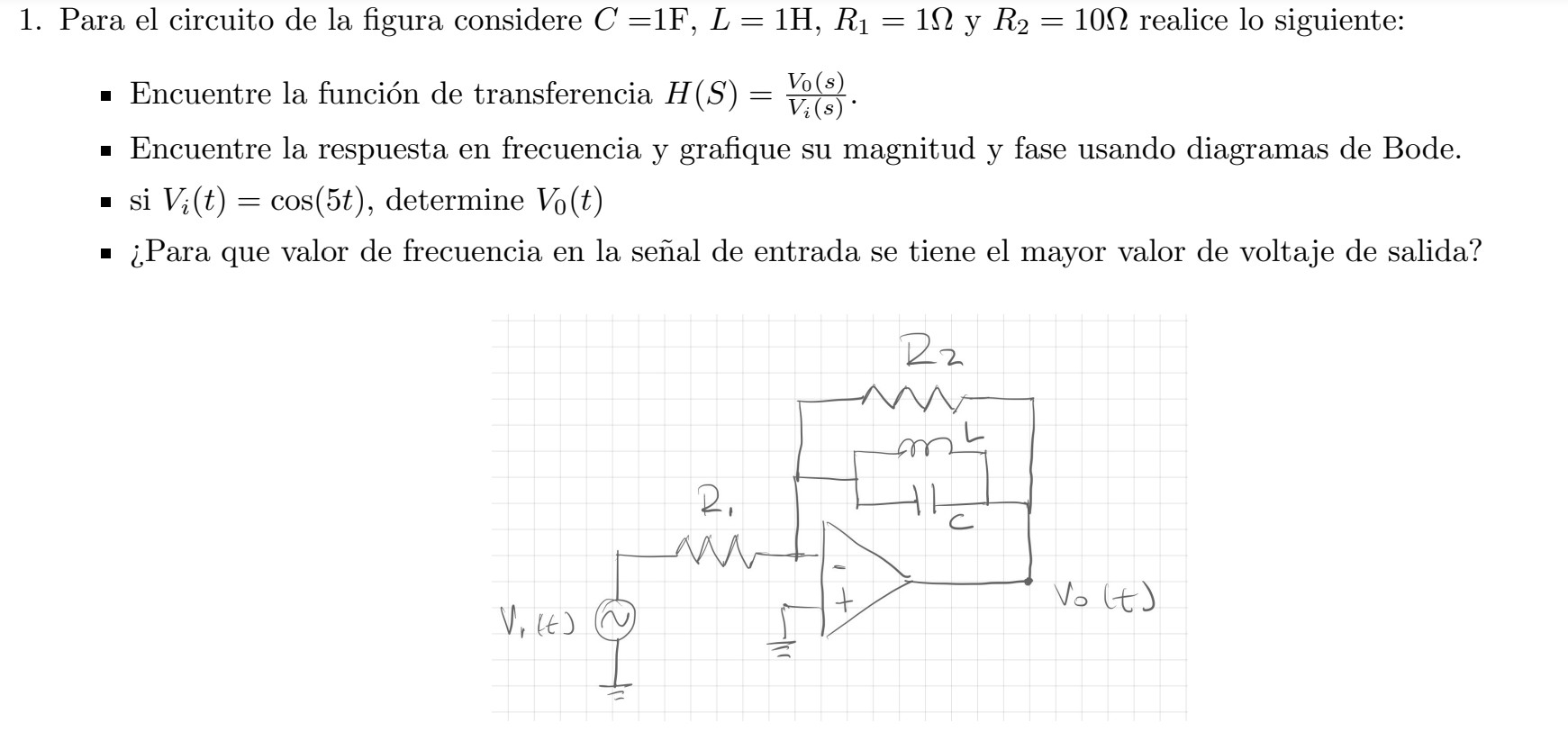 Para el circuito de la figura considere | Chegg.com