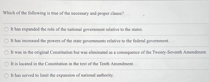 Solved Which of the following is true of the necessary and | Chegg.com