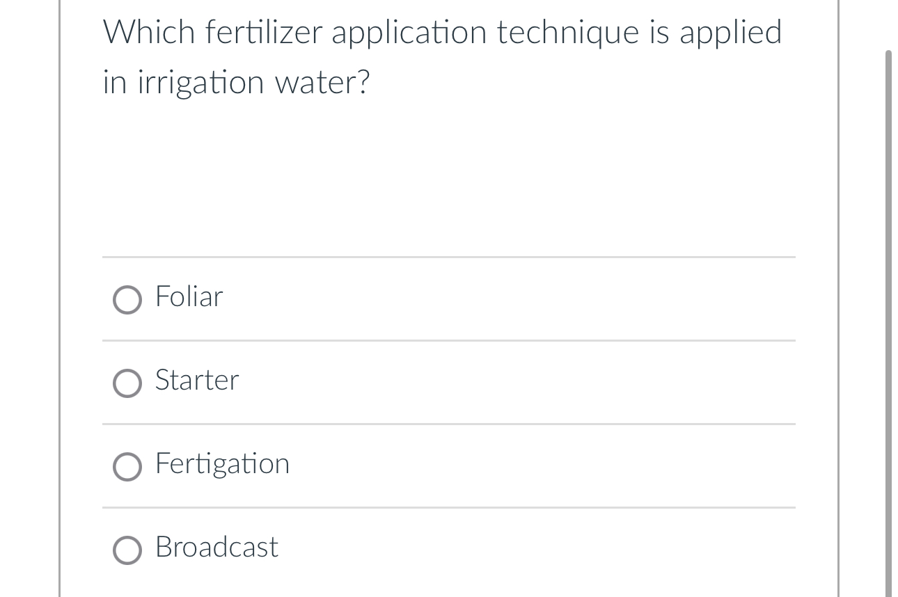 Solved Which fertilizer application technique is applied in | Chegg.com