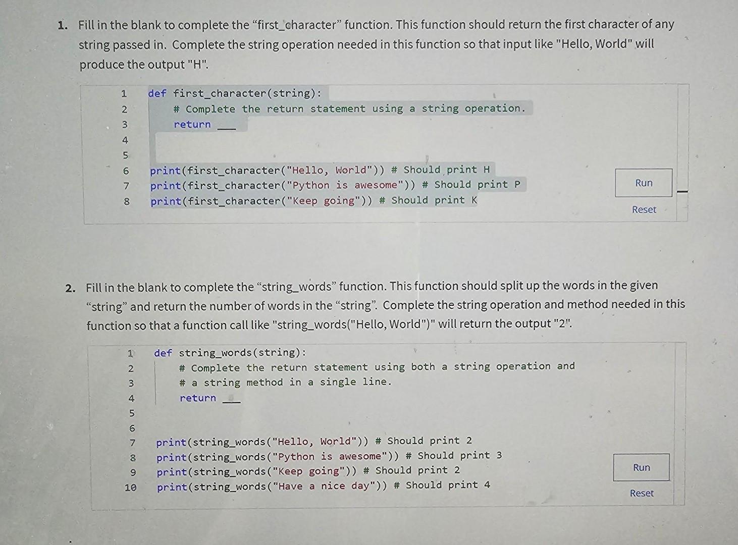 Solved Fill in the blank to complete the "squares" function. | Chegg.com