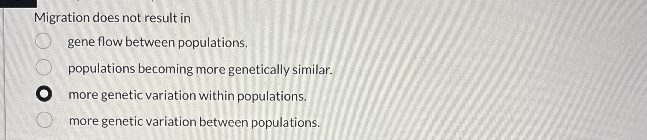 Solved Migration does not result ingene flow between | Chegg.com