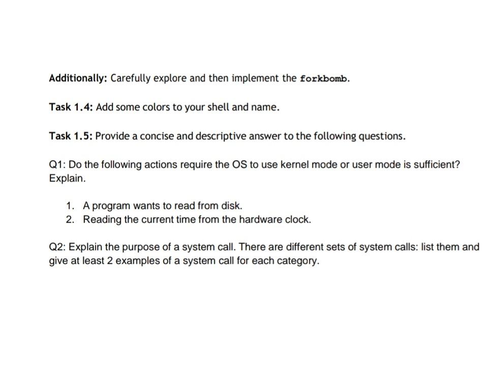 Solved Shell Purpose: The purpose of this project is to | Chegg.com
