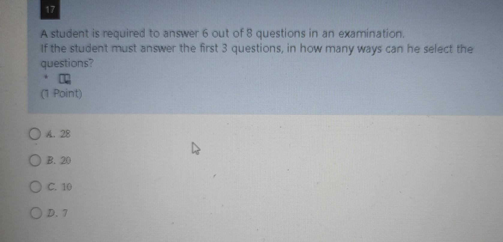 Solved A student is required to answer 6 out of 8 questions | Chegg.com