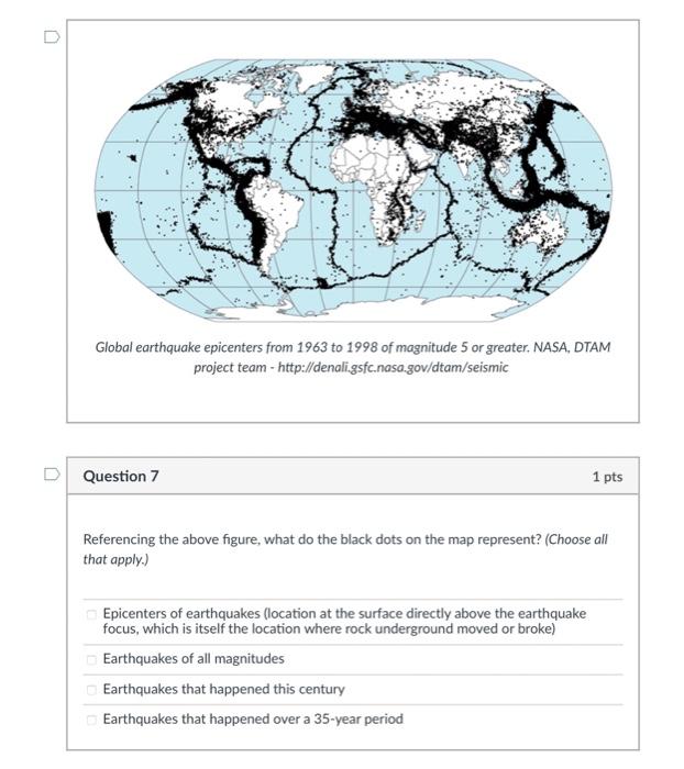 Solved Global earthquake epicenters from 1963 to 1998 of | Chegg.com