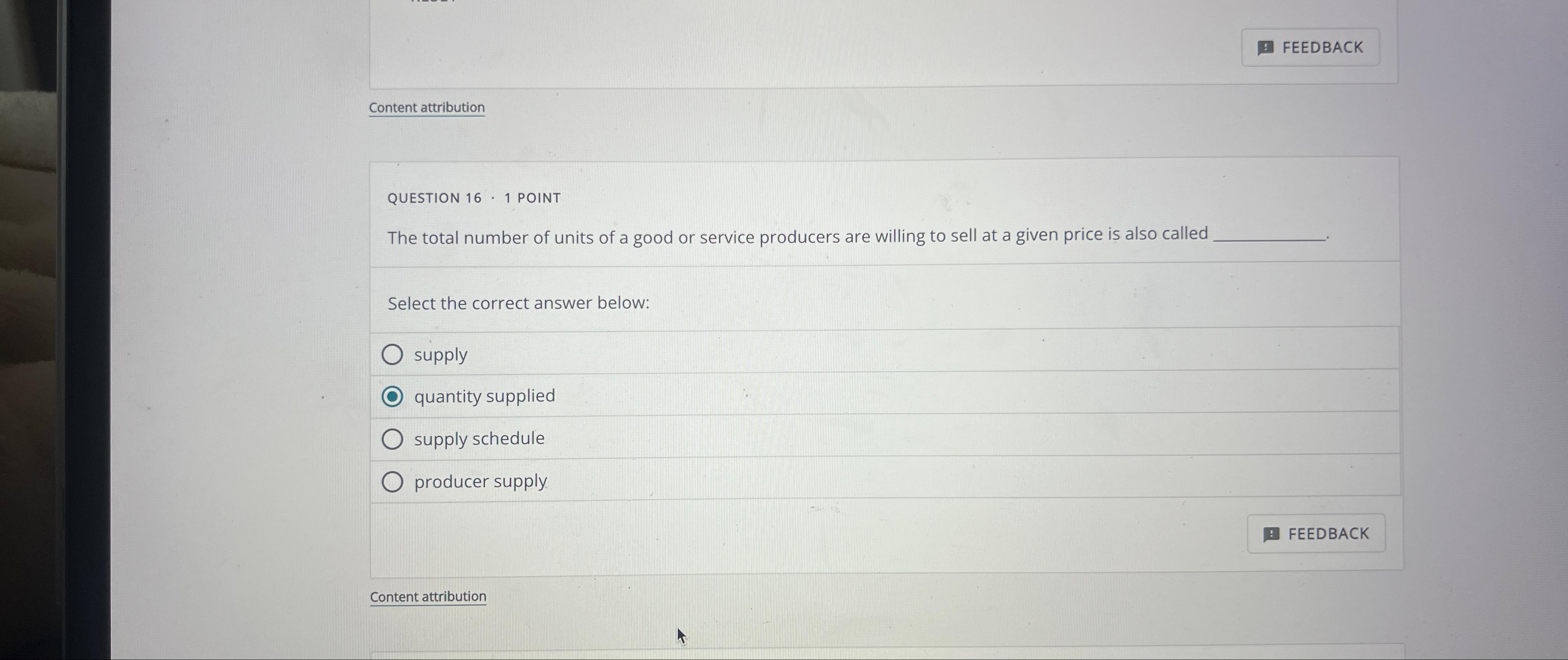 Solved Content attributionQUESTION 16*1 ﻿POINTThe total | Chegg.com