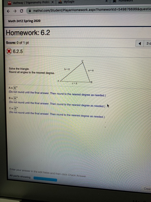 Solved Homework M Mathway Trigonometry Proble x NC MyEagle € | Chegg.com