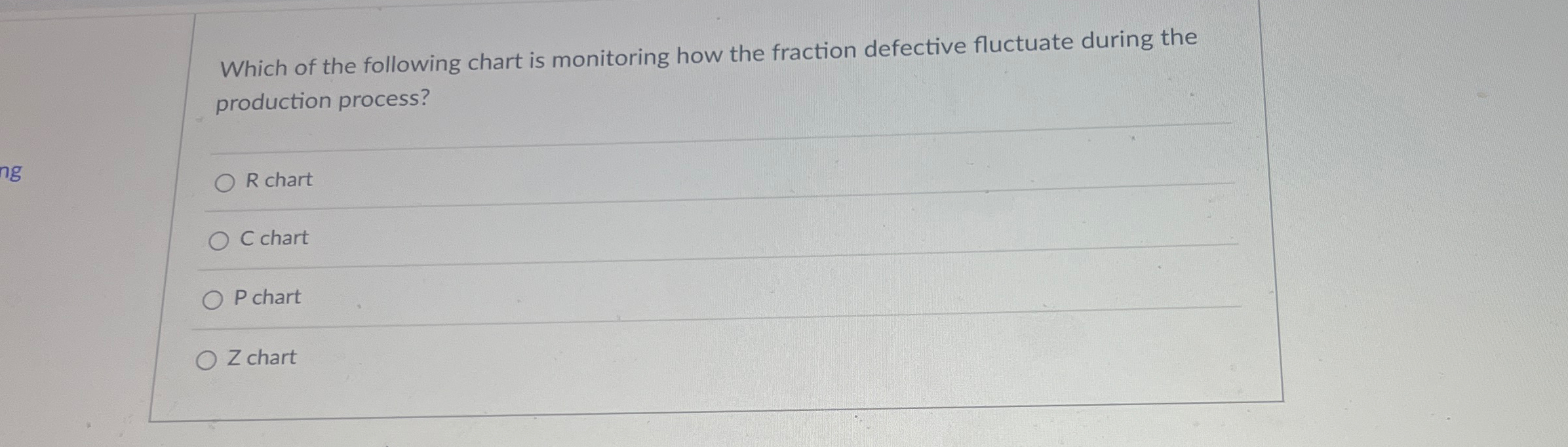 Solved Which of the following chart is monitoring how the | Chegg.com