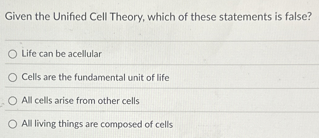 Solved Given the Unified Cell Theory, which of these | Chegg.com