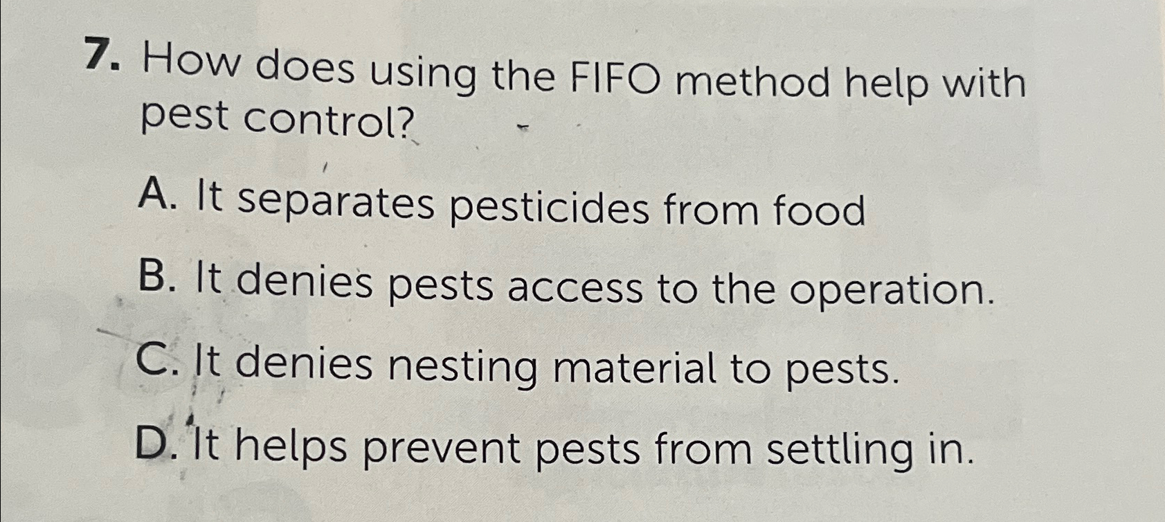 Solved How does using the FIFO method help with pest | Chegg.com