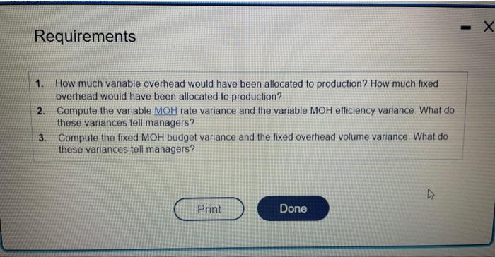 Solved Requirements 1. How much variable overhead would have | Chegg.com