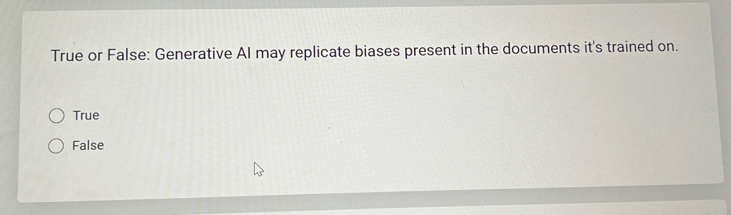 Solved True or False: Generative Al may replicate biases | Chegg.com