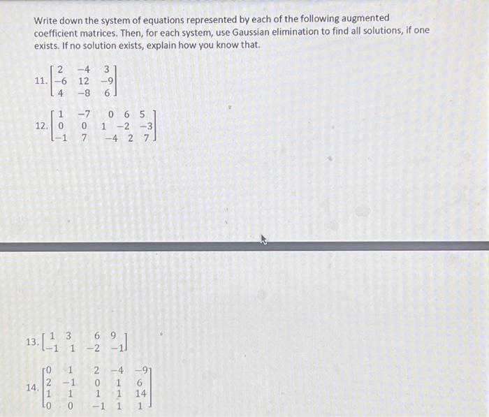 Solved Write down the system of equations represented by | Chegg.com