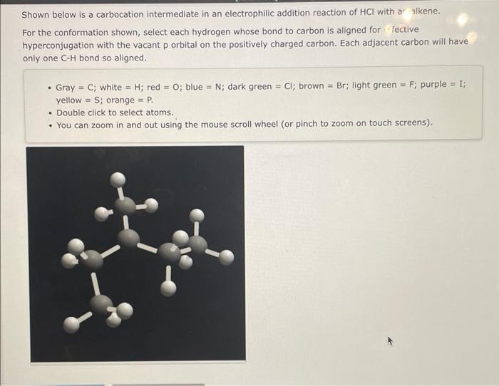 Solved Shown below is a carbocation intermediate in an | Chegg.com
