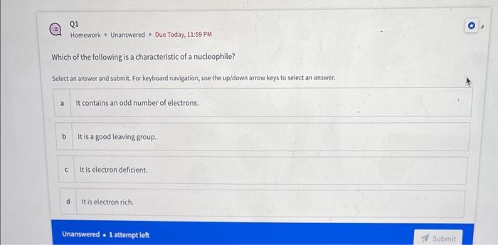 Solved Q1 Homework = Unanswered = Due Today, 11:59 PM Which | Chegg.com