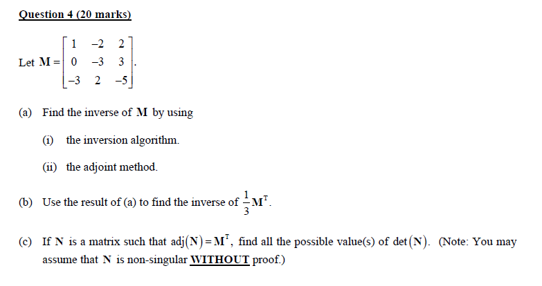 Solved Question 4 (20 ﻿marks)Let M=[1-220-33-32-5].(a) ﻿Find | Chegg.com