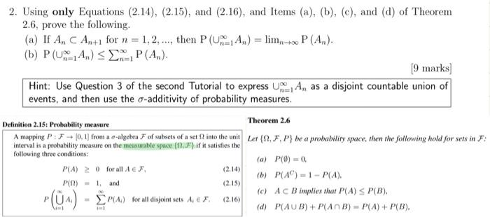 Solved 2. Using only Equations (2.14), (2.15), and (2.16), | Chegg.com