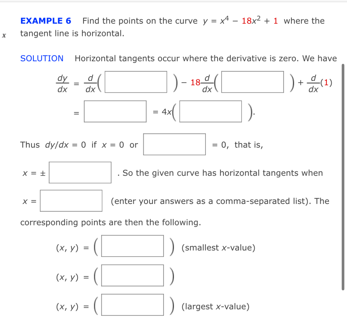 Solved EXAMPLE 6 ﻿Find the points on the curve y=x4-18x2+1 | Chegg.com