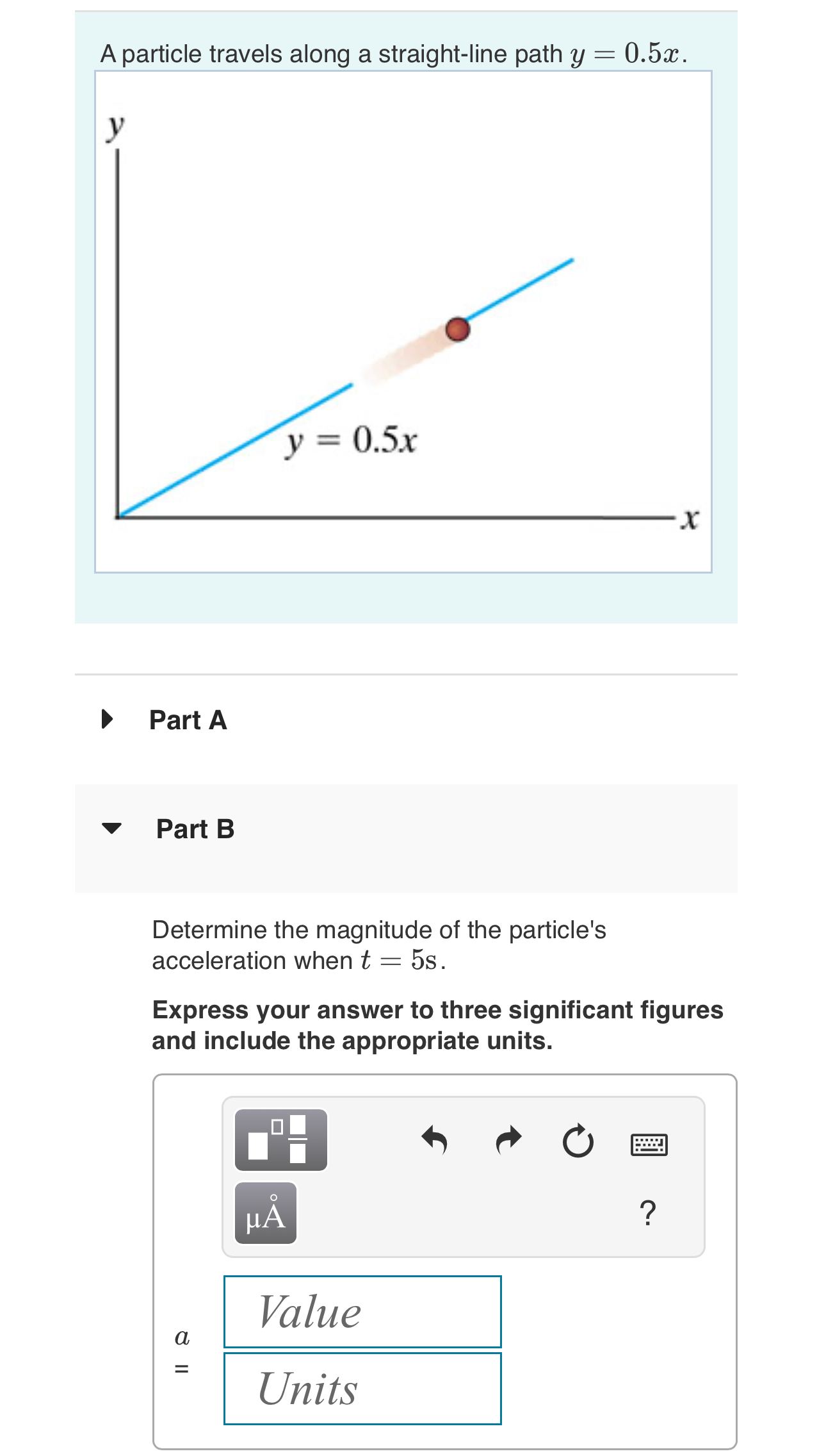 Solved A particle travels along a straight-line path | Chegg.com