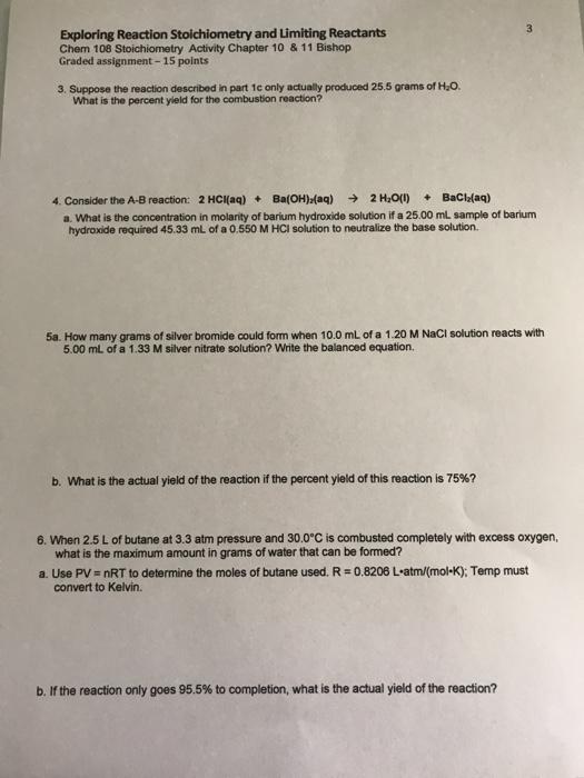 Solved . . . Exploring Reaction Stoichiometry and Limiting | Chegg.com