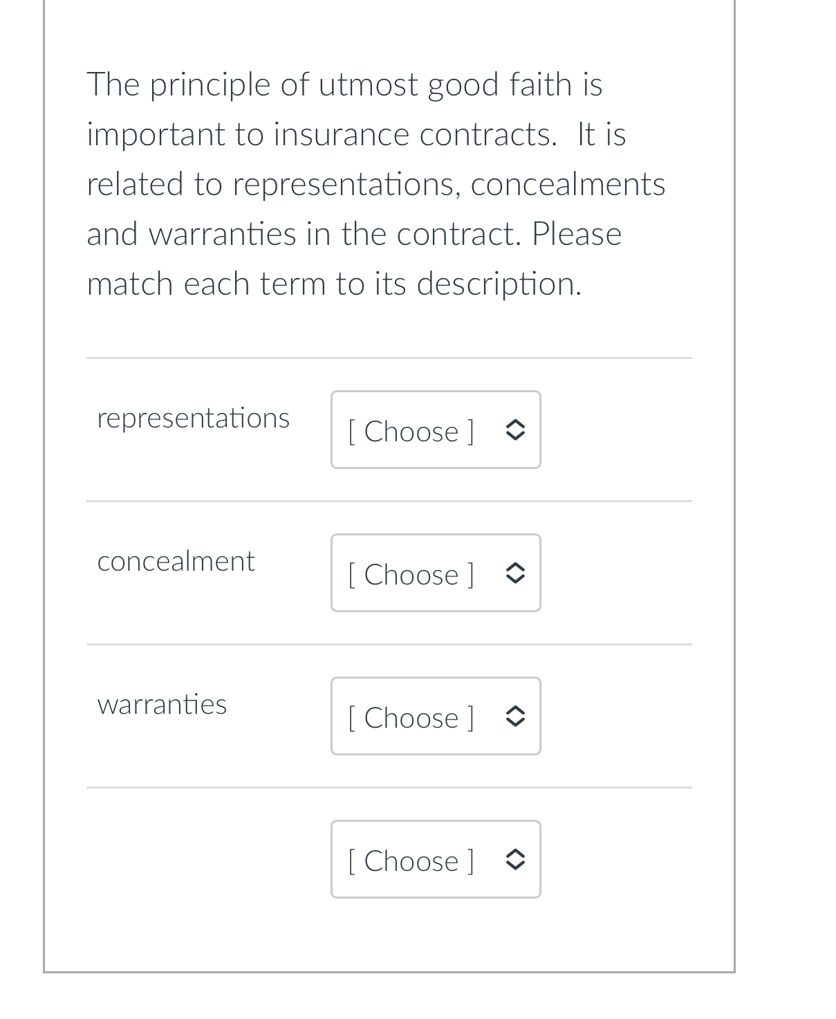 Solved The principle of utmost good faith is important to | Chegg.com