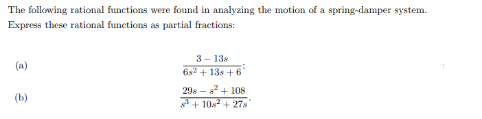 Solved The following rational functions were found in | Chegg.com