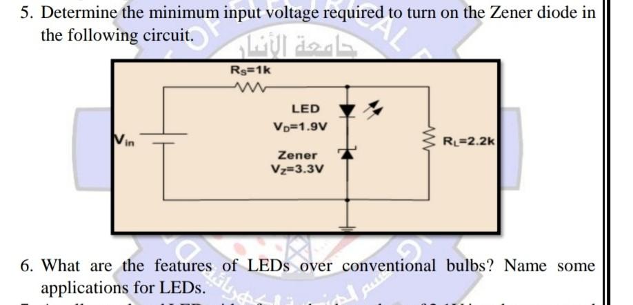 Solved 5. Determine the minimum input voltage required to | Chegg.com