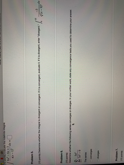 Solved (10 points) Evaluate the indefinite integral. 6x² - | Chegg.com