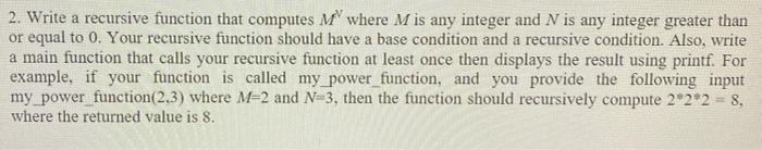 Solved 2 Write A Recursive Function That Computes M Where 6514