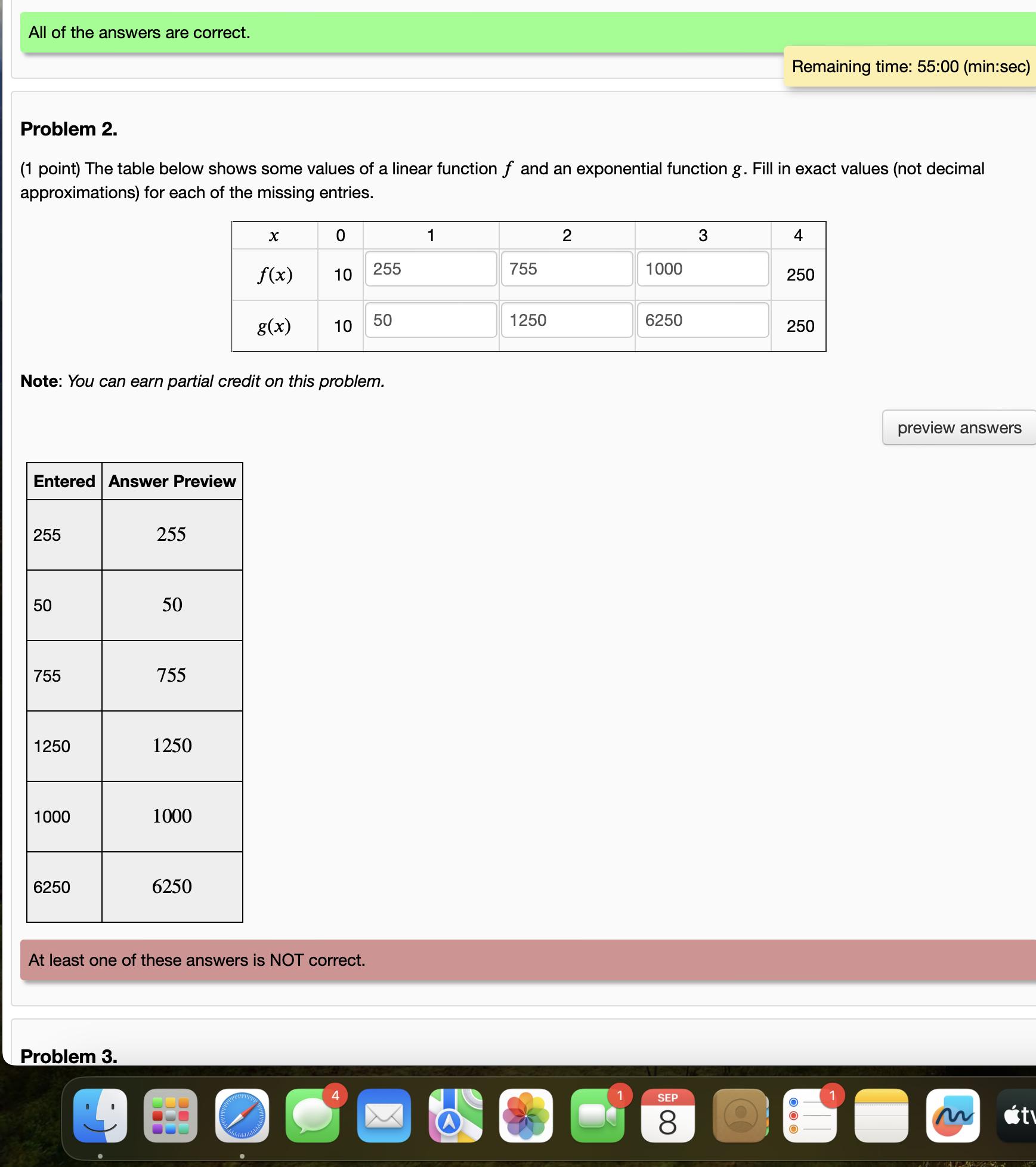 Solved Remaining time: 55:00 (min:sec)Problem 2.(1 ﻿point) | Chegg.com