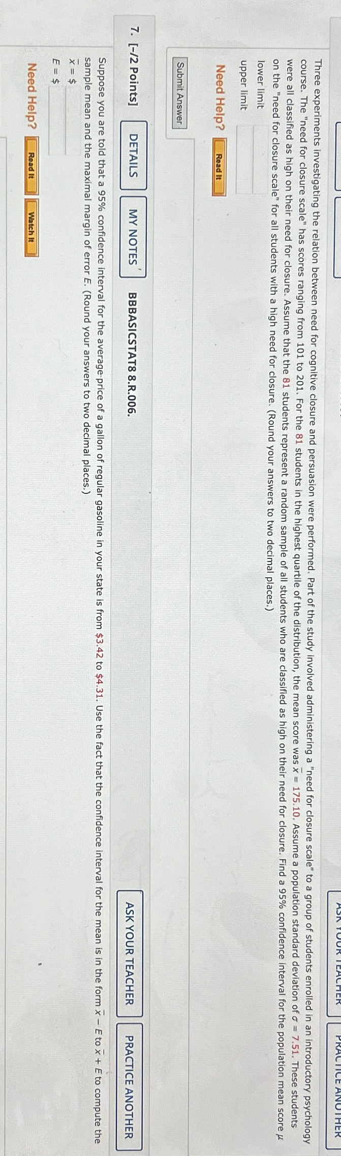 Solved on the "need for closure scale" for all students with | Chegg.com