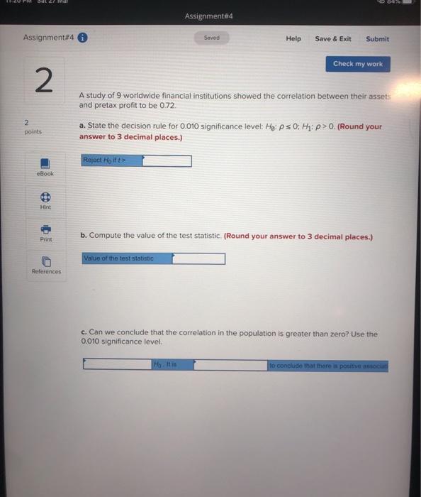 Solved Assignment#4 Assignment84 Saved Help Save & Exit | Chegg.com