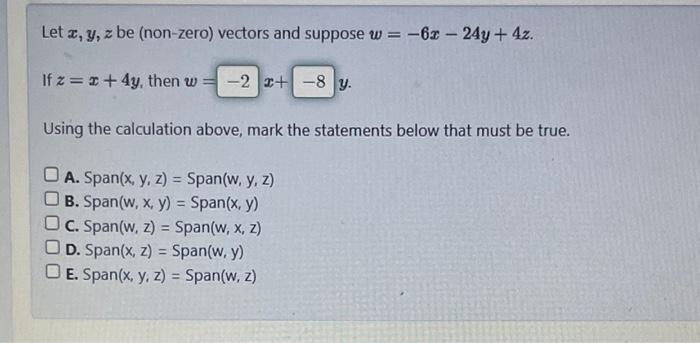 Solved Let x,y,z be (non-zero) vectors and suppose | Chegg.com