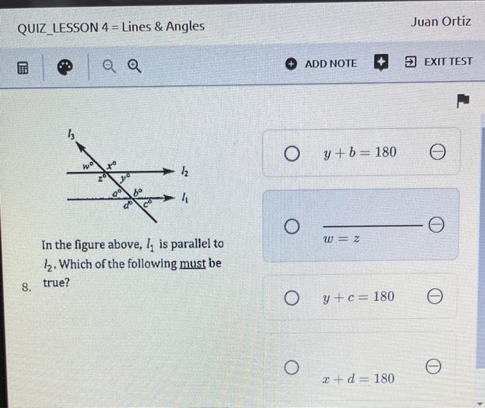 Solved In the figure above, l1 is parallel to l2. Which of | Chegg.com