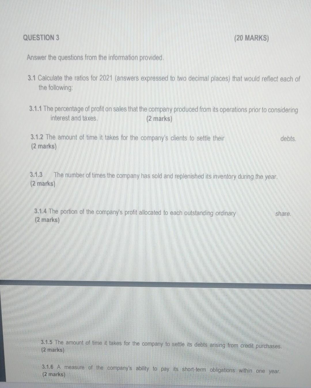 Solved QUESTION 3 (20 MARKS) Answer the questions from the | Chegg.com