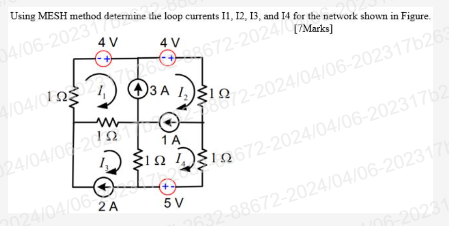 Solved Using MESH method determine the loop currents I1, | Chegg.com